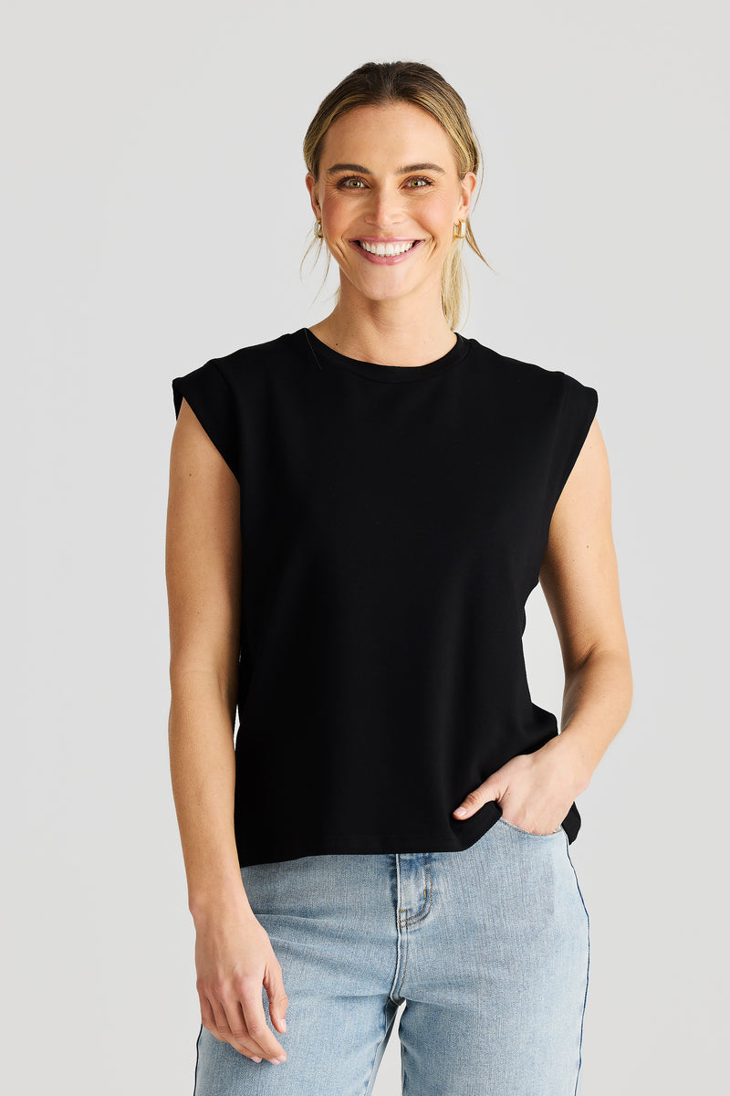 Cap Sleeve Jersey Tank - Black – Serafina